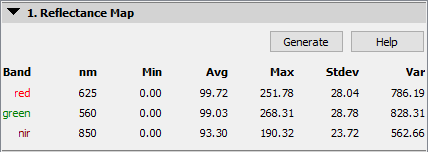Menu View > Index Calculator > Sidebar > 1. Reflectance Map - PIX4Dmapper